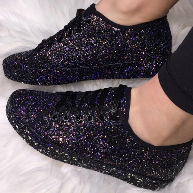 Fashion glitter rhinestone sneakers | Women's shiny casual shoes ...